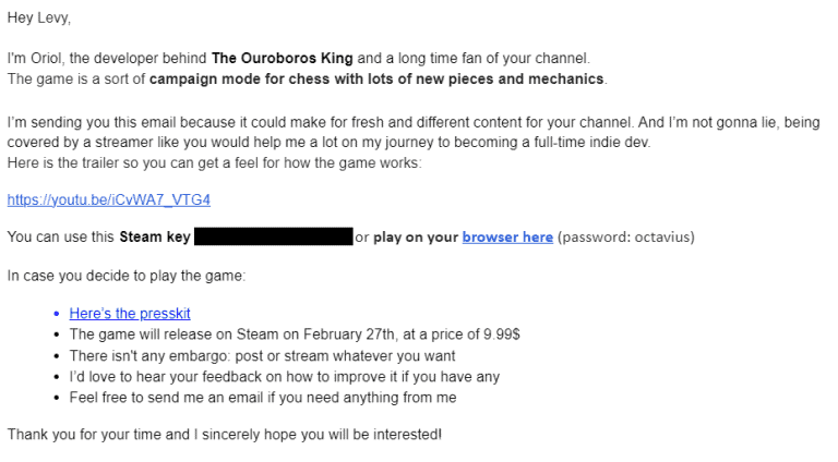 How to email streamers to get your game covered - Hi, I'm Oriol Cosp